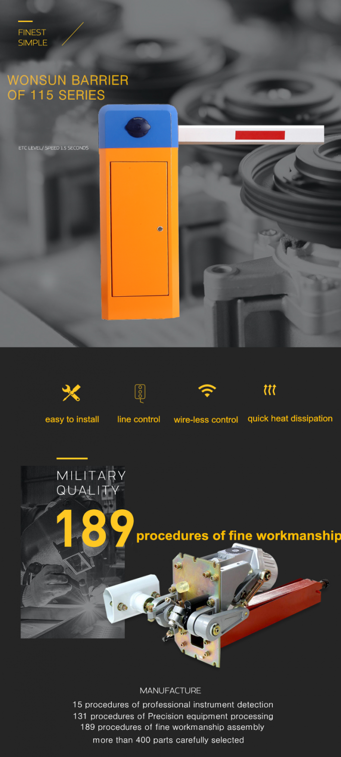 Automatic Driveway Barrier Gates / Car Parking Boom Barrier Gate IP44 Grade