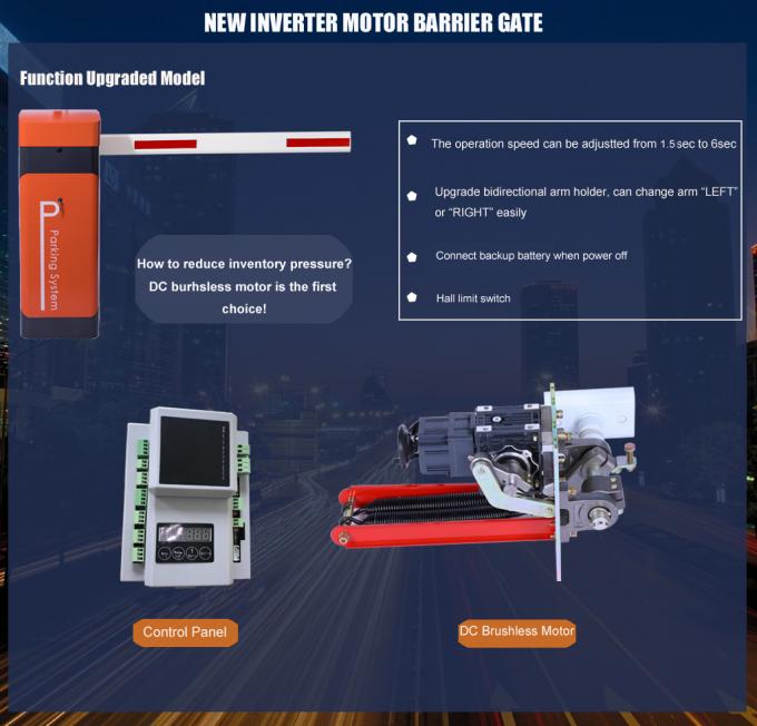 180 Degree Arm Vehicle Barrier Gate DC Brushless 24V Motor Access ...