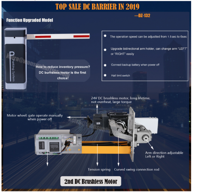 Vehicle Access Automatic Boom Barrier Gate Heavy Duty With DC Motor ...